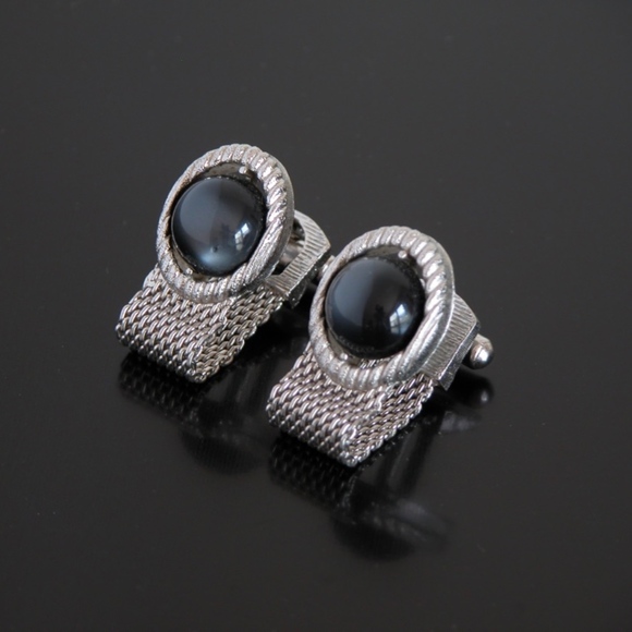SWANK | Accessories | Vtg Swank Wrap Around Cufflinks Silver Tone Grey ...